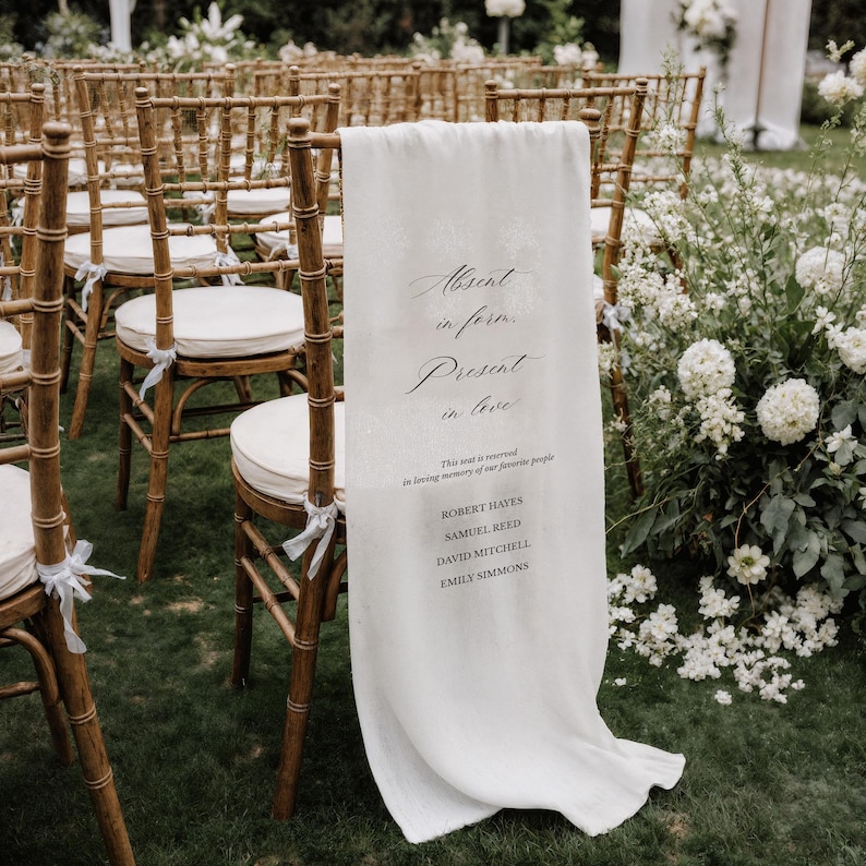 Memorial Chair Sign, Wedding Reserved Seat Banner, in Loving Memory ...
