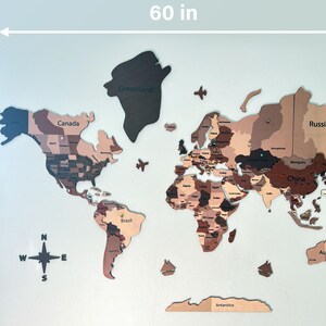 Wooden World Map With Flags Wall Art – 3D Interactive Travel Decor for ...