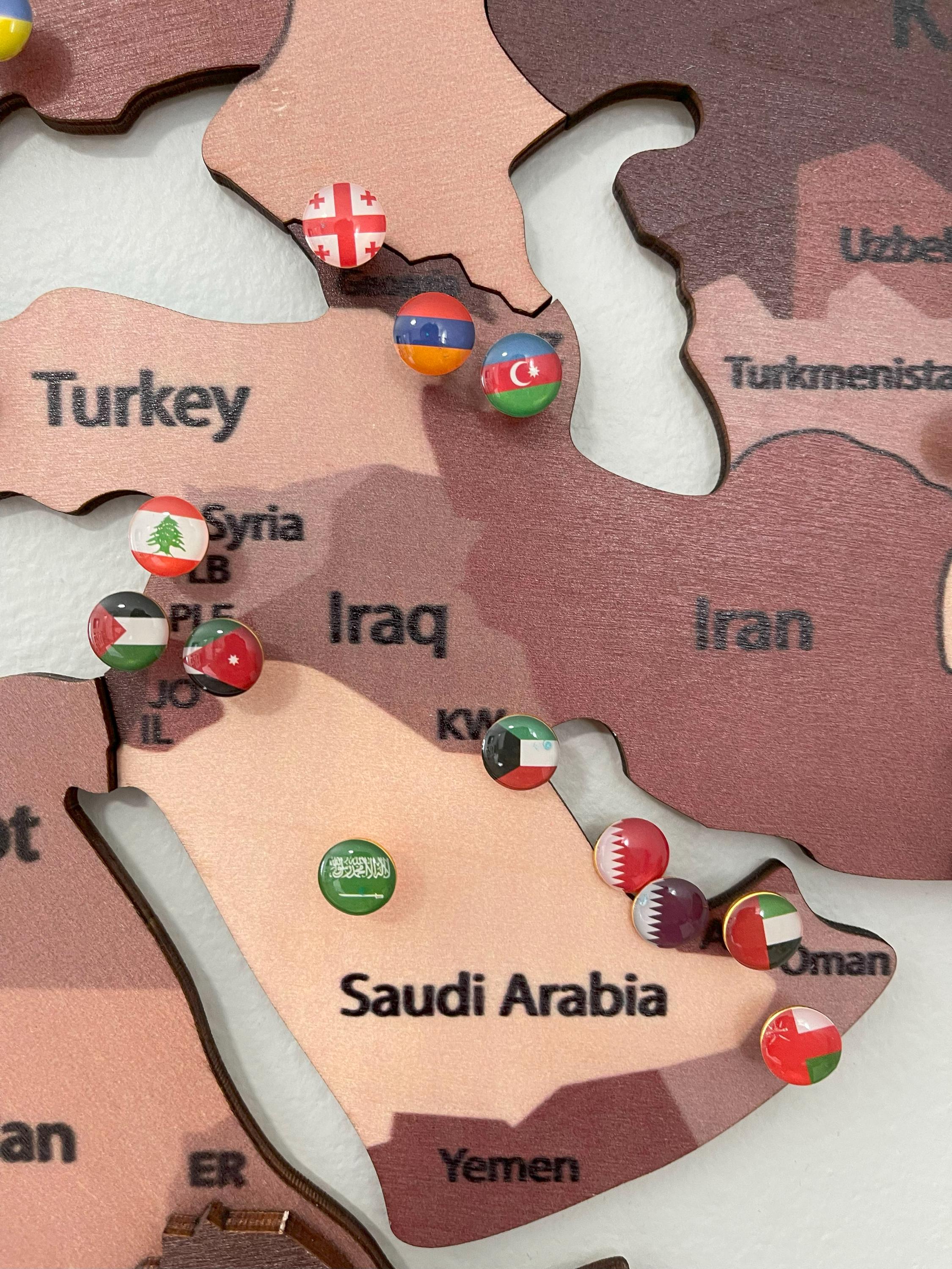 Wooden World Map With Flags Wall Art – 3D Interactive Travel Decor for ...