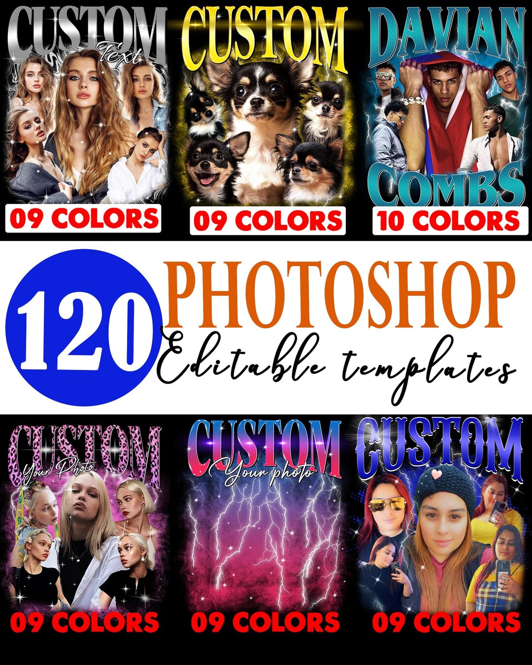 120 Bundle Pack of Editable Adobe Photoshopps Templates for Bootleg ...