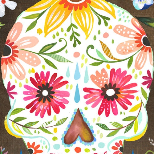 Sugar Skull Art Print Day of the Dead Dia De Los Muertos - Etsy