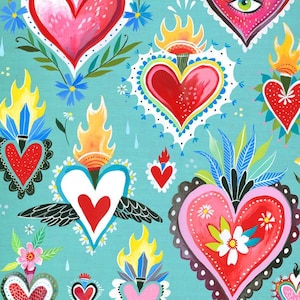 Hearts Aflame | Art Print | Wall Art | Folk Art| Love Painting | Katie ...