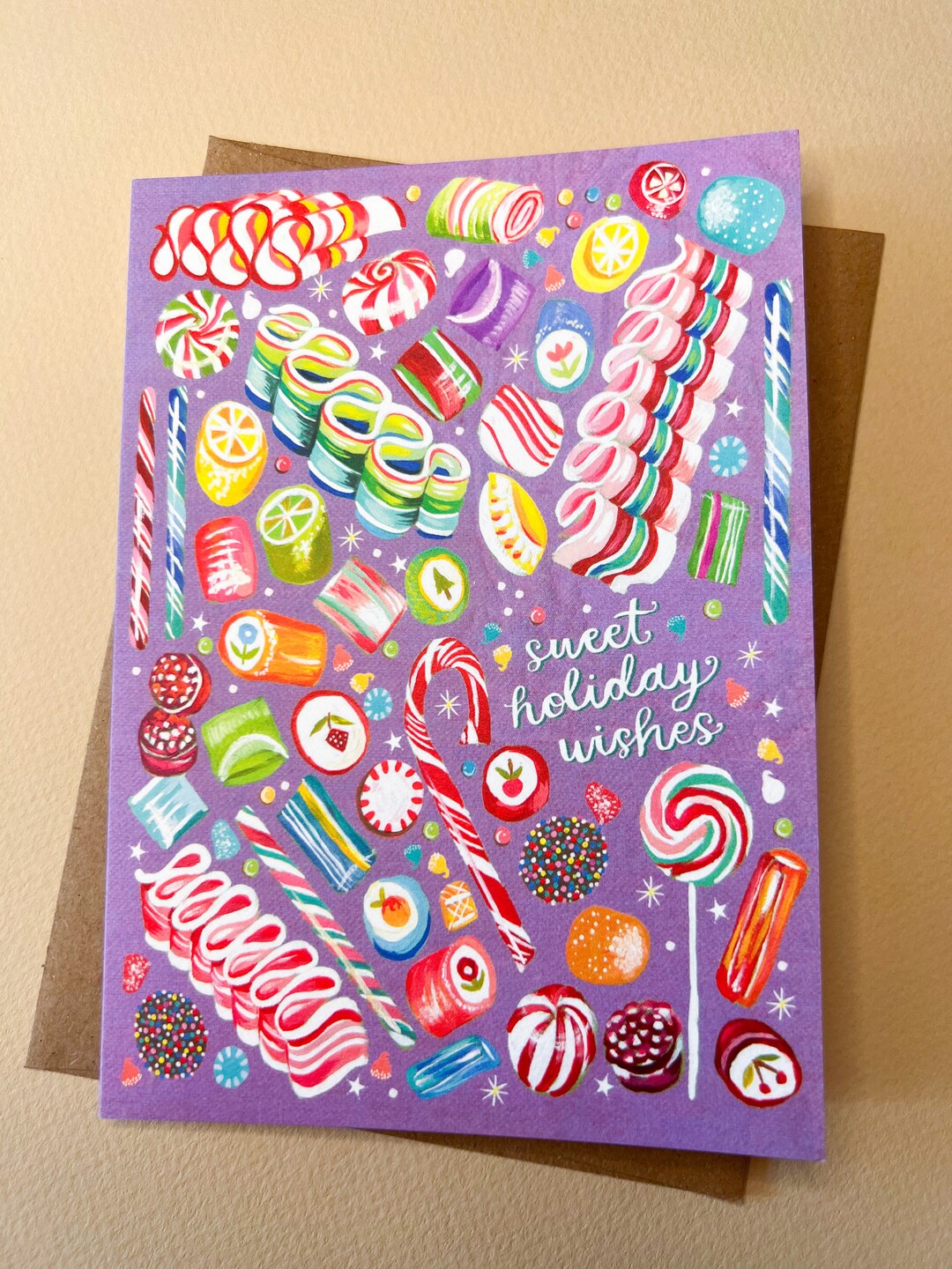 Ribbon Candy Holiday Card - Etsy
