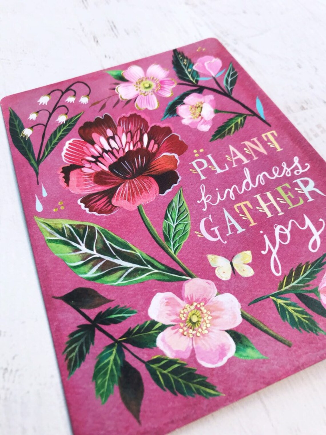Plant Kindness Gather Joy Greeting Card - Etsy