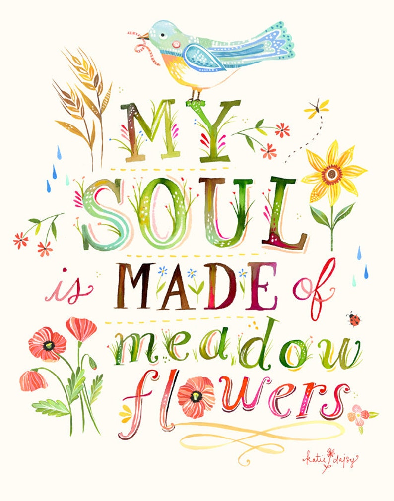 Soul Made of Meadow Flowers Vertical Print - Etsy