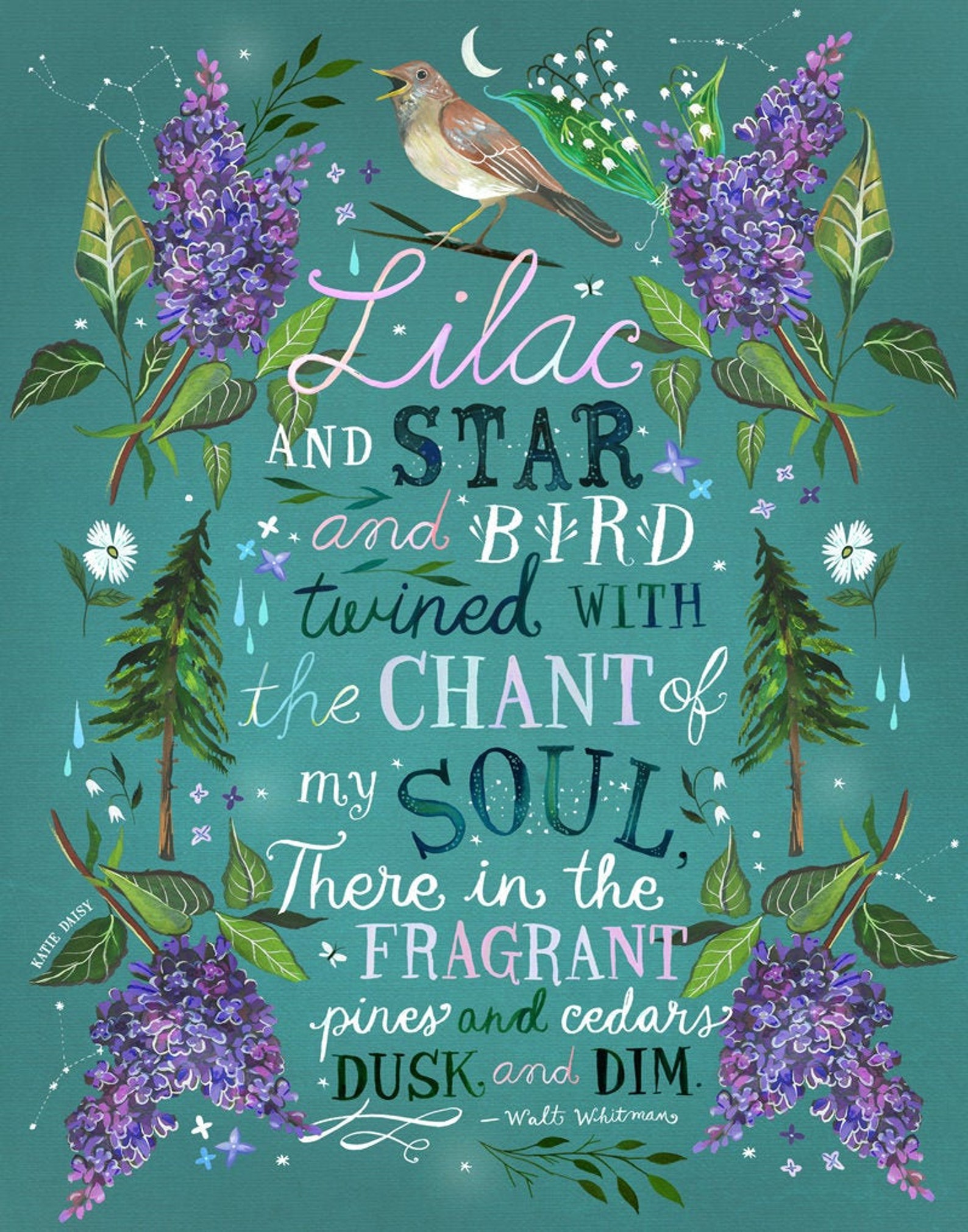 Lilac and Star Art Print - Etsy