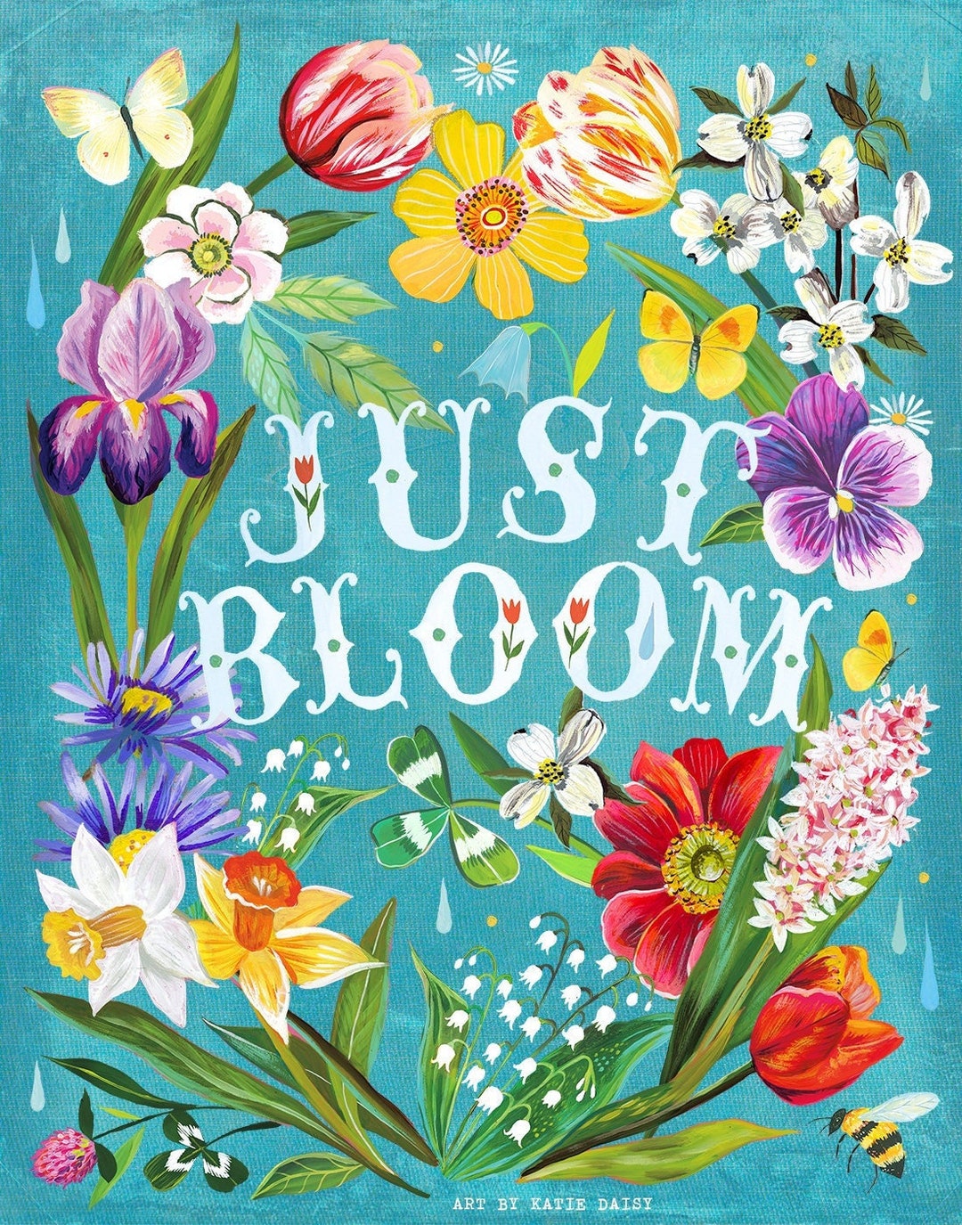 Just Bloom | Wildflower Art Print | Floral Wall Art | Katie Daisy | 8x10 | 11x14 - Etsy