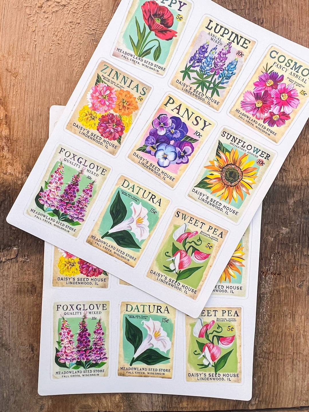 Seed Packet Sticker Sheets - Etsy