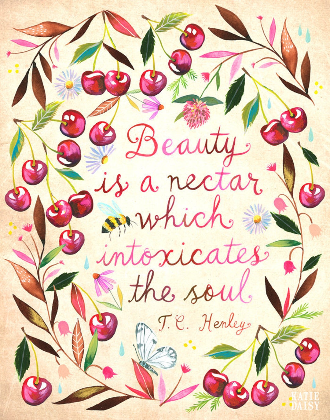 Beauty is A Nectar Art Print | Watercolor Lettering | Inspirational ...