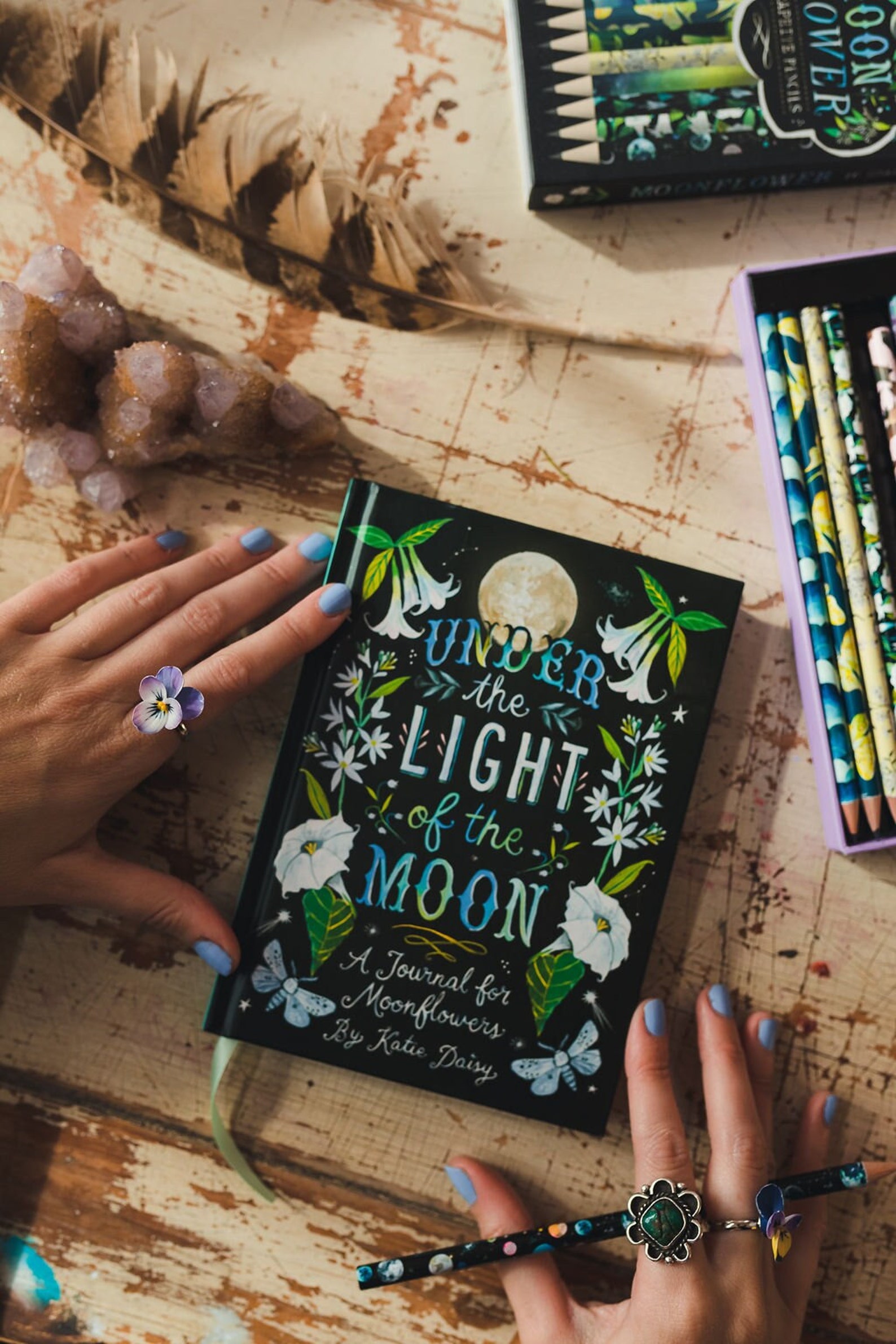 Hardcover Journal - Under the Light of the Moon | Moonflower Journal - Etsy