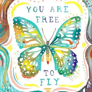 Free to Fly Art Print Watercolor Quote Inspirational Wall - Etsy