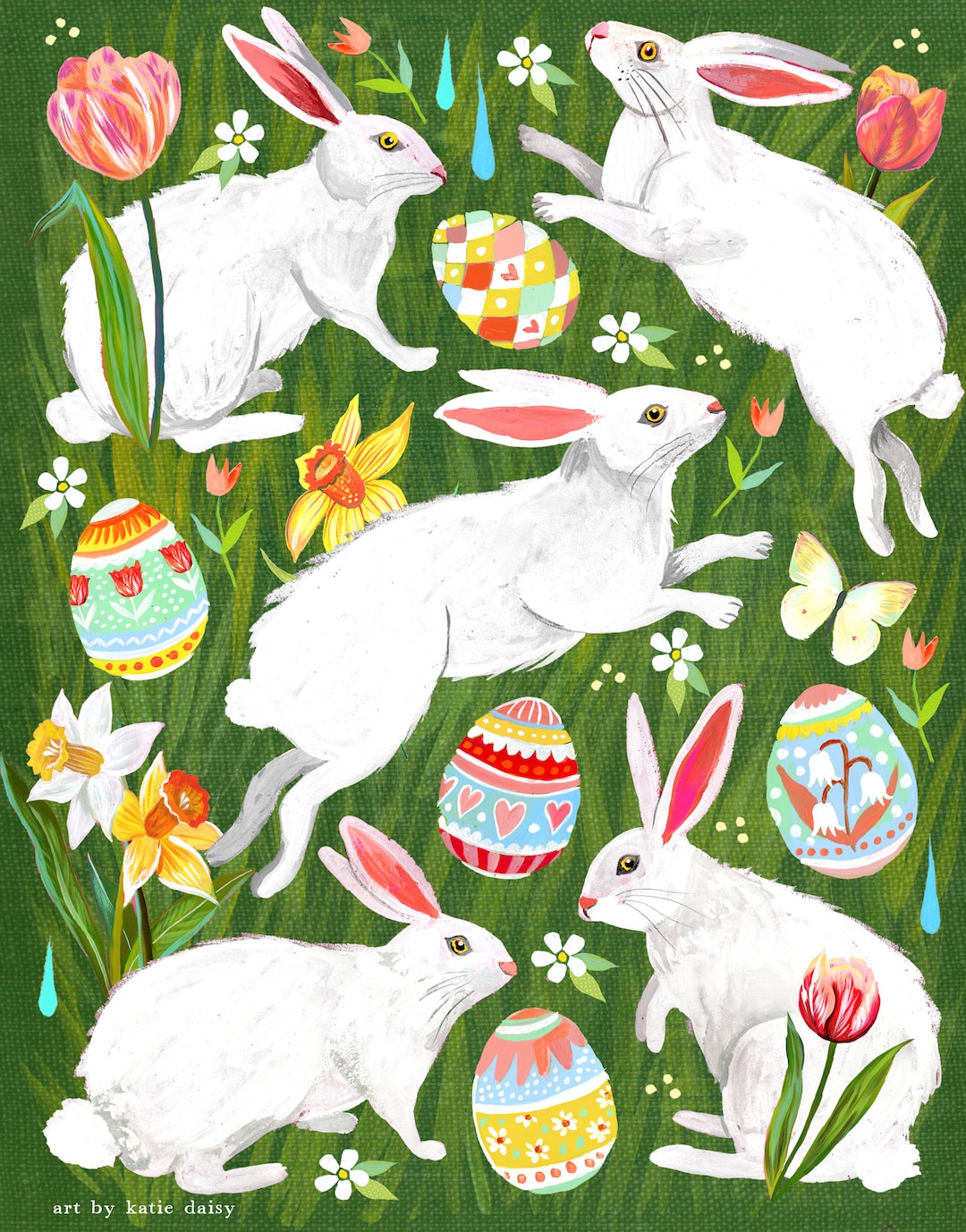 Easter Bunnies | Art Print | Wall Art | Katie Daisy | 8x10 | 11x14 - Etsy
