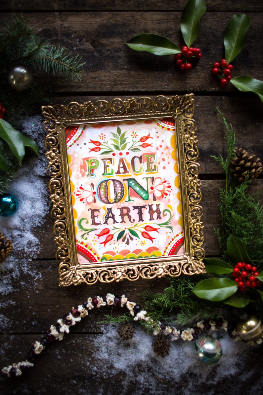 Peace on Earth Print | Holiday Painting | Watercolor Wall Art | Katie ...