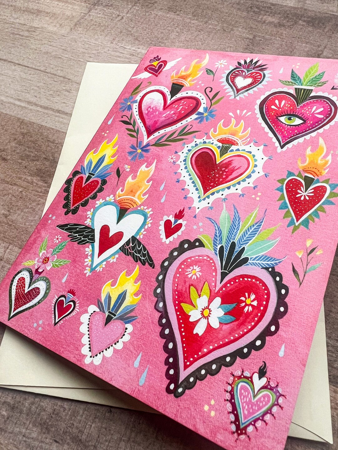 Sacred Hearts Valentine's Card - Etsy