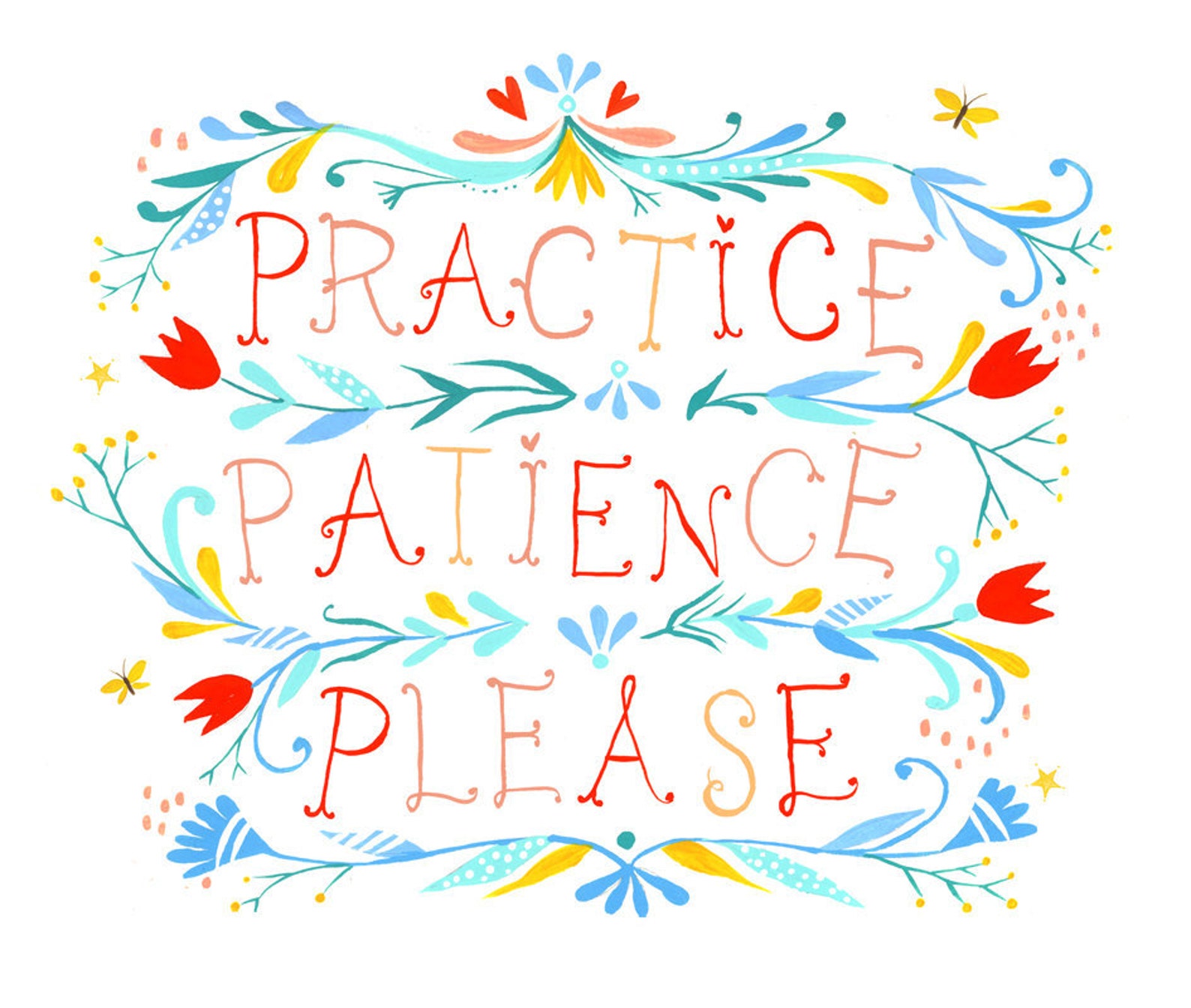 Practice patience please art print Inspirational Wall Art | Etsy