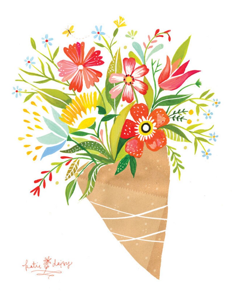 Wildflower Bouquet Art Print | Etsy Wildflower Bouquet Art Print | Etsy