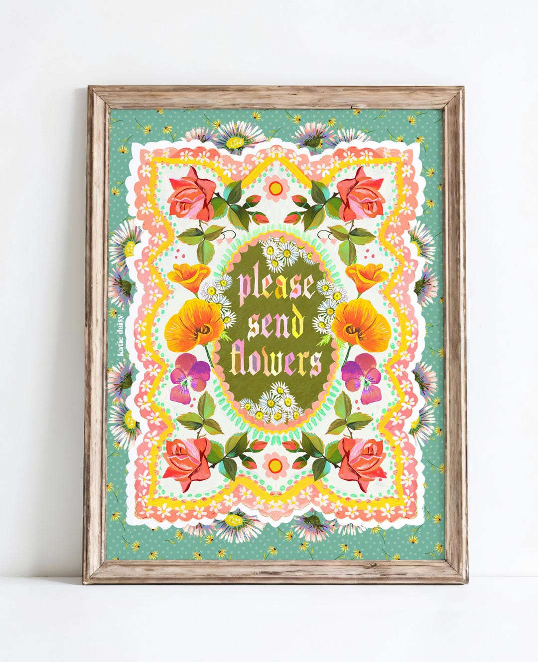 Please Send Flowers Art Print | Watercolor Typography | Hand Lettered ...