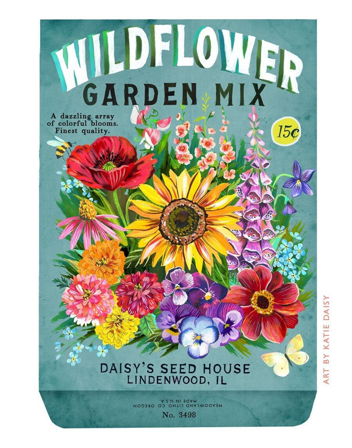 Garden Mix Seed Packet Art Print Garden Painting Katie - Etsy