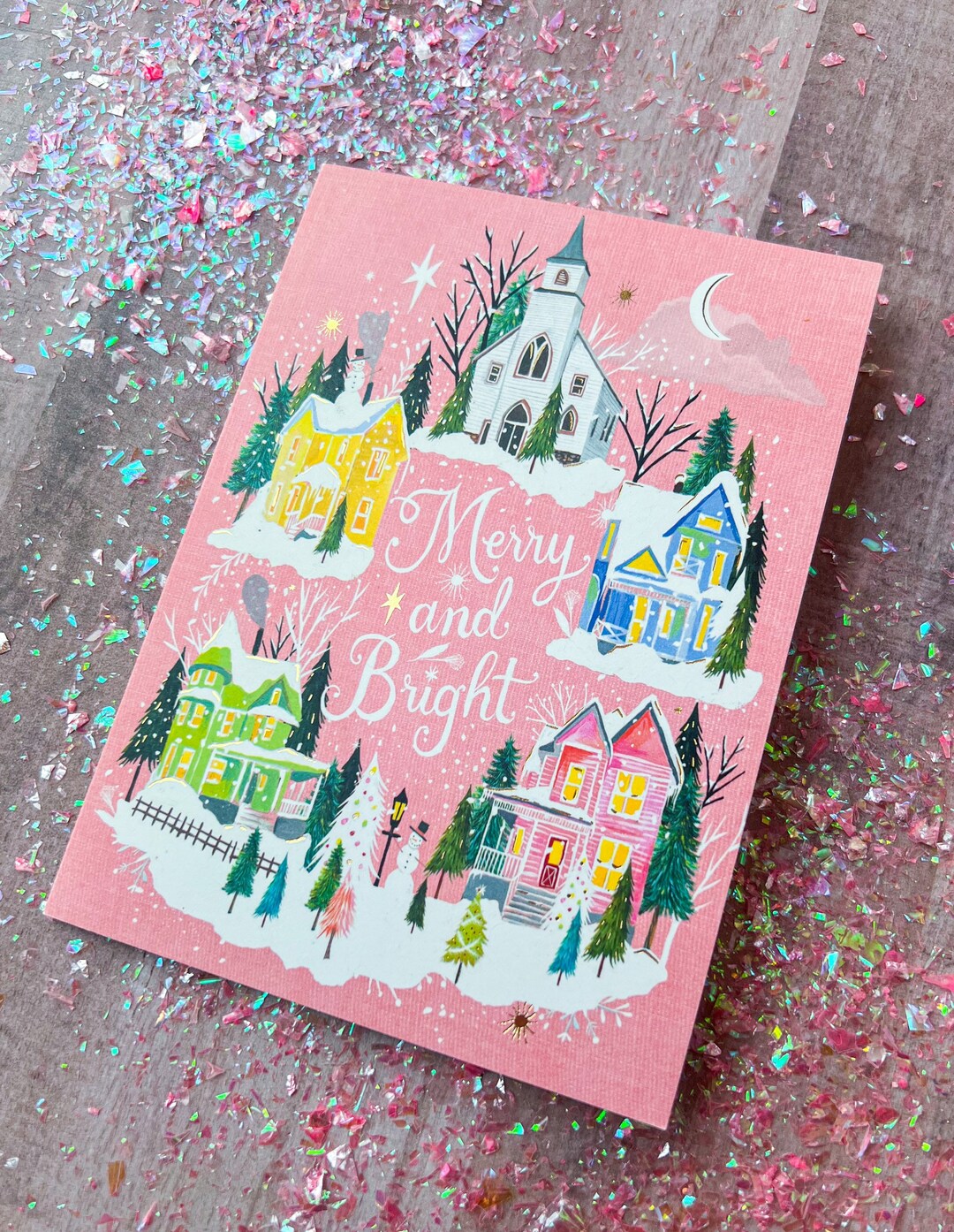 Merry & Bright Holiday Card - Etsy