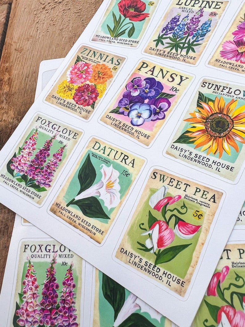 Seed Packet Sticker Sheets - Etsy UK