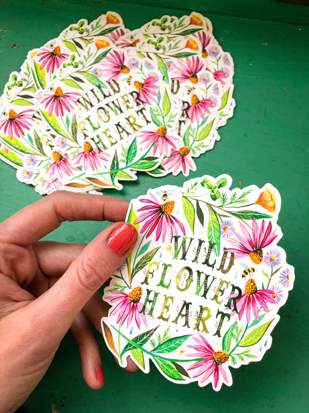 Wildflower Heart - Matte Sticker - Etsy