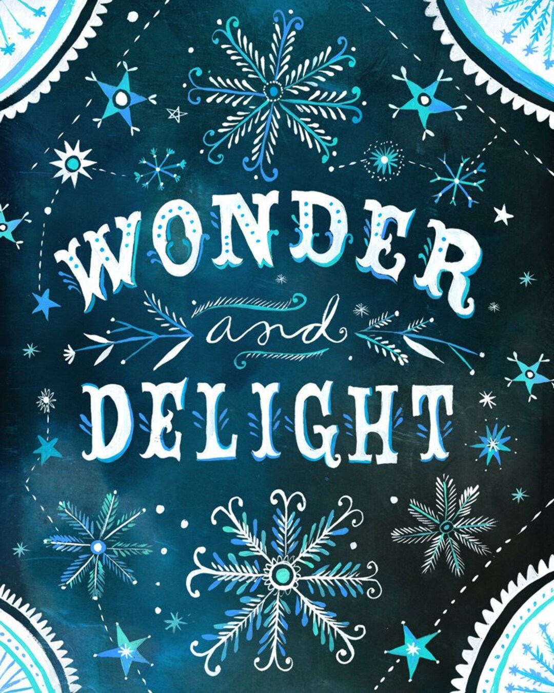 Wonder & Delight Print Watercolor Lettering Christmas Wall - Etsy