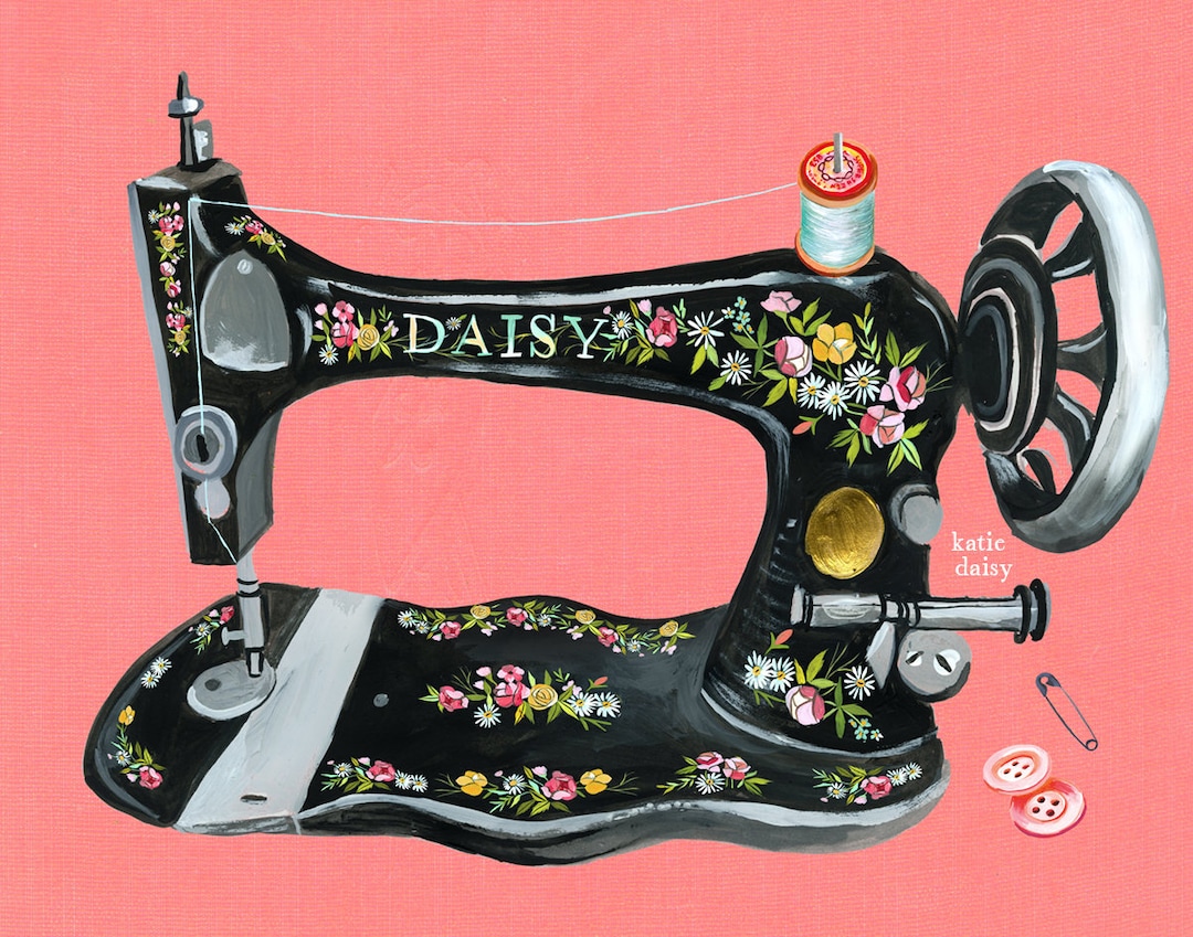 Antique Sewing Machine Art Print - Etsy