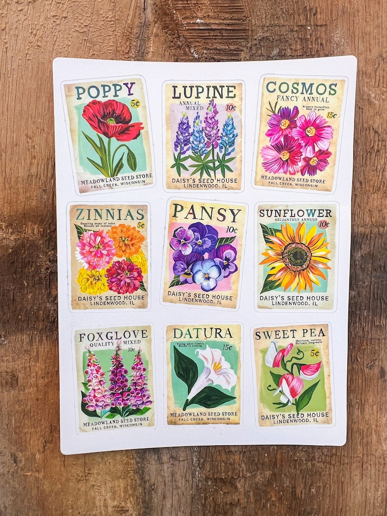Seed Packet Sticker Sheets - Etsy