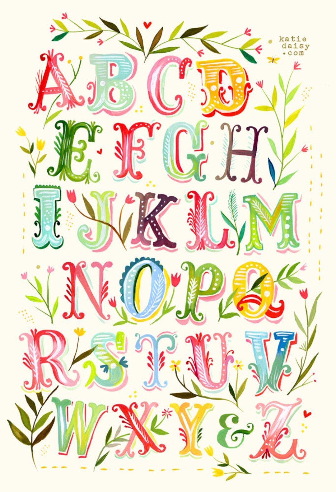 Alphabet Poster Print | Watercolor Typography | Nursery Decor ...