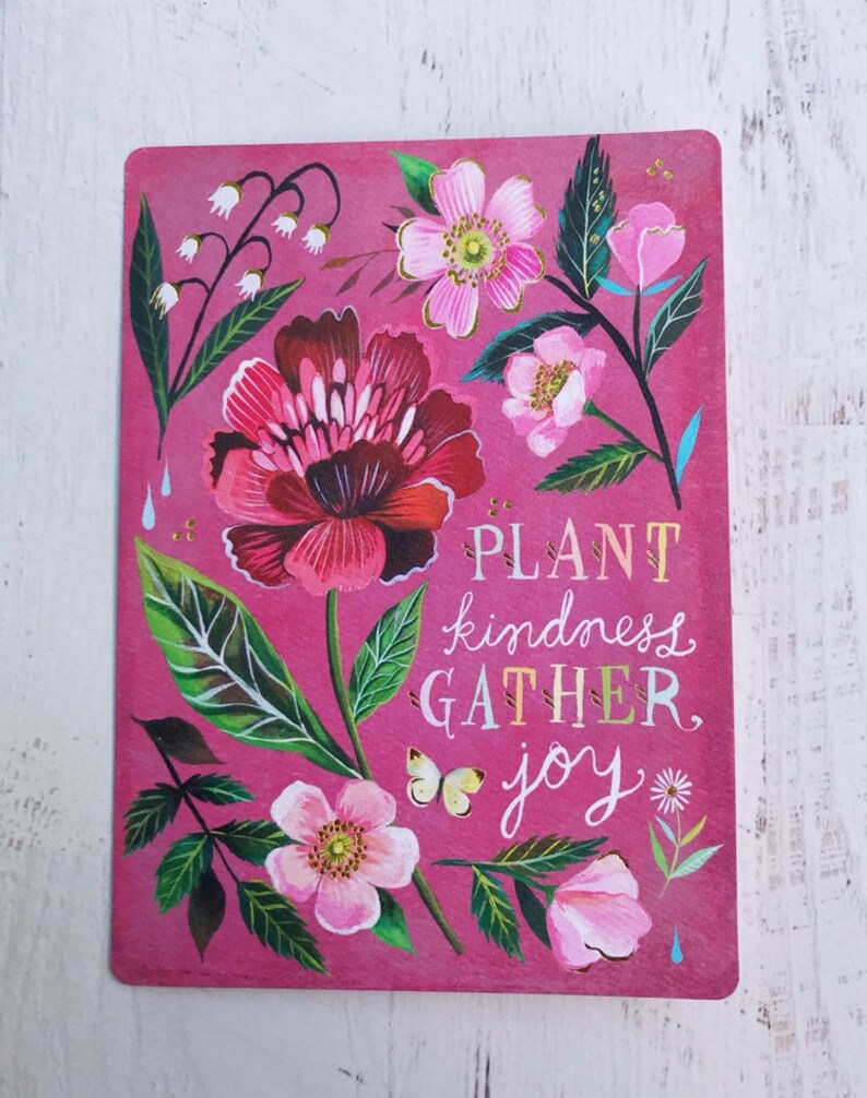 Plant Kindness Gather Joy Greeting Card - Etsy