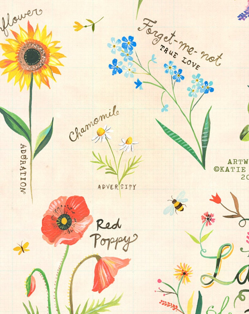 The Language of Flowers Art Print | Watercolor Hand Lettering ...