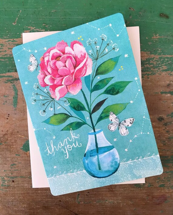 Thank You Katie Daisy Glitter Greeting Card | Etsy