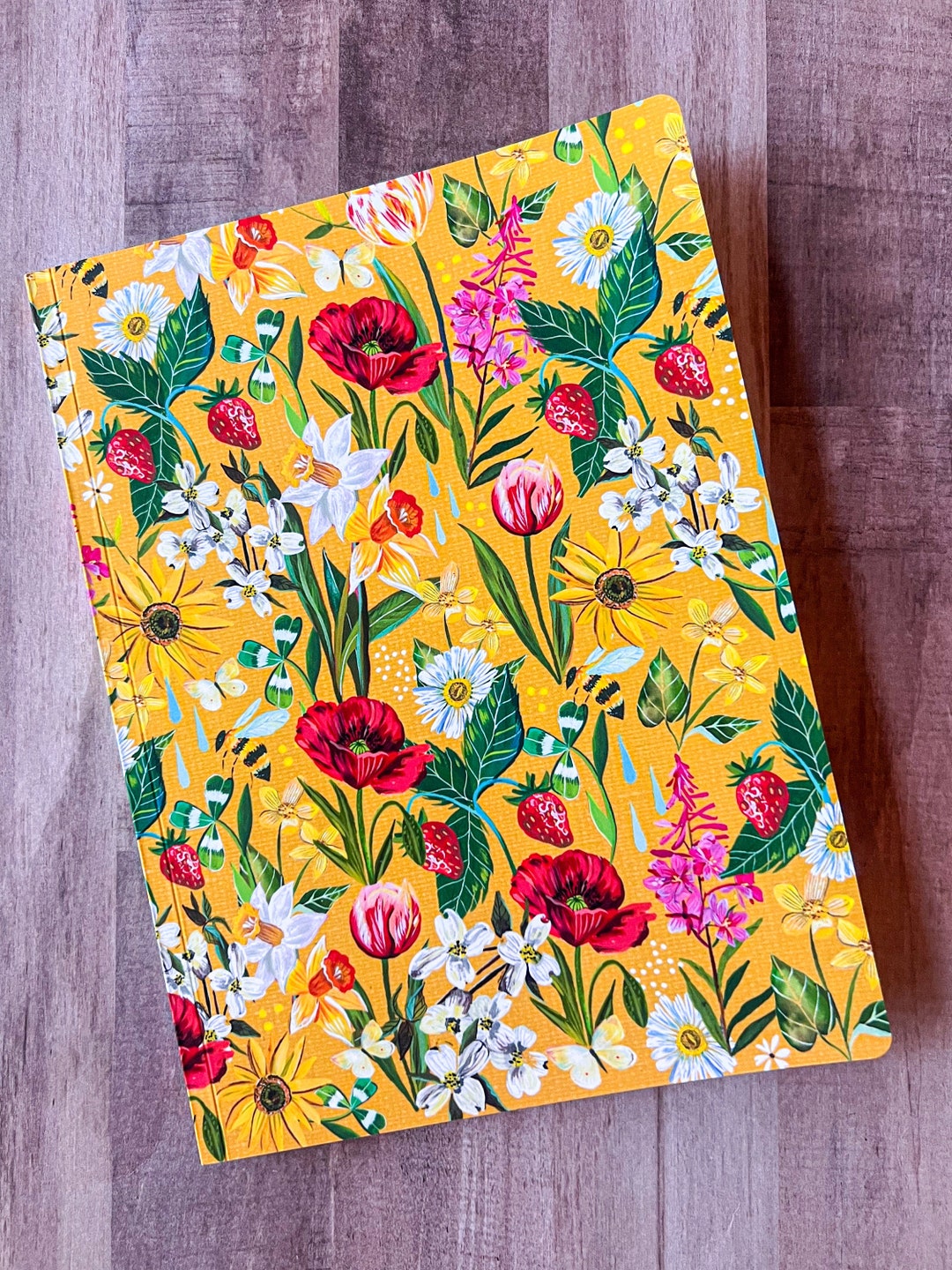 Mustard Florals Notebook - Etsy
