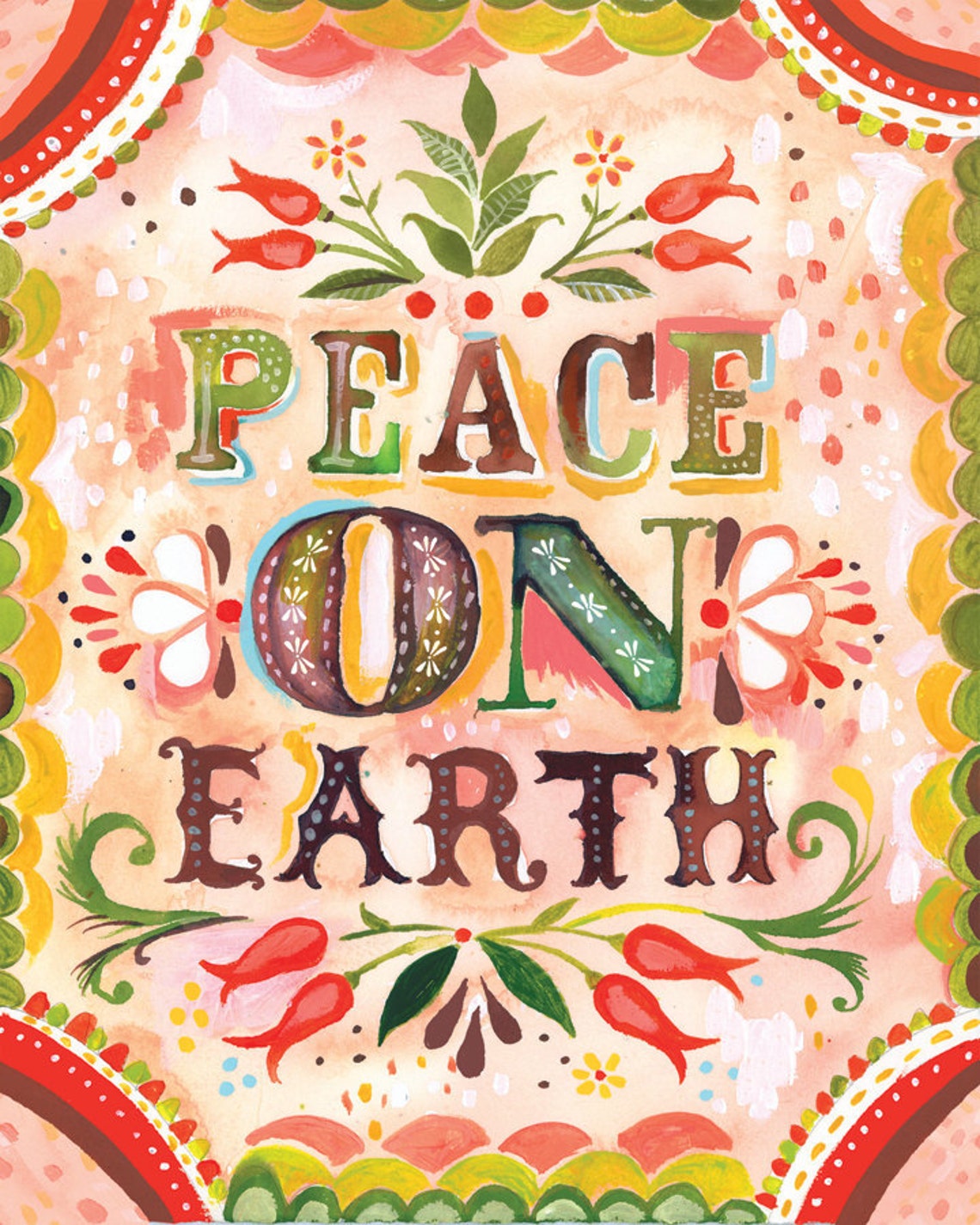 Peace on Earth Print Holiday Painting Watercolor Wall Art - Etsy