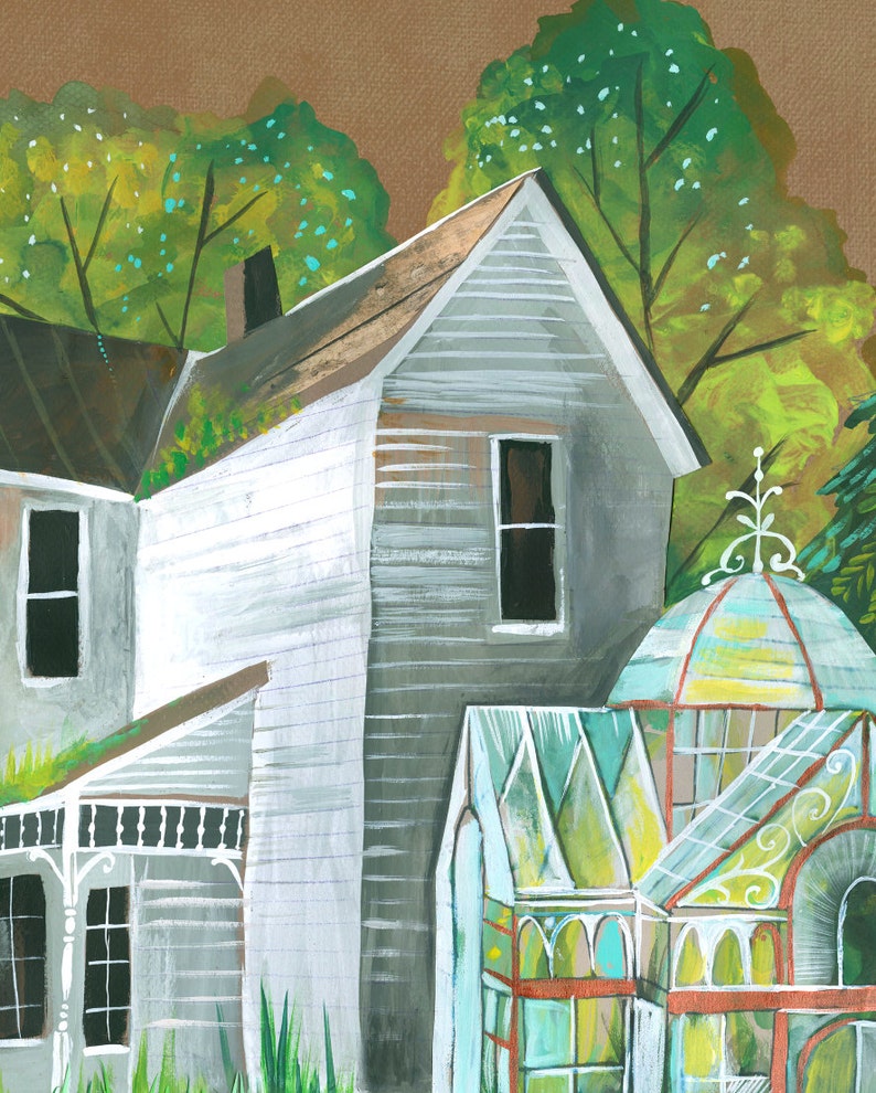 Overgrown Art Print Rustic Wall Art Farmhouse Painting - Etsy