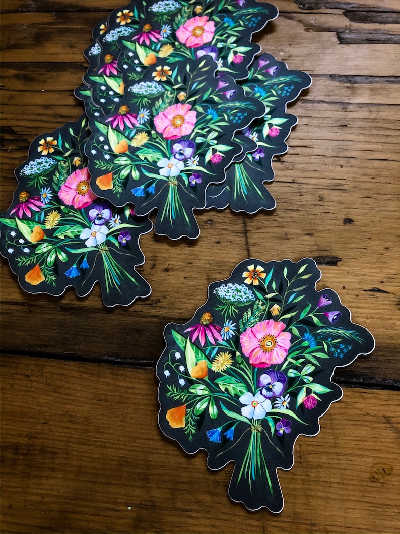 Bouquet Matte Laminate Sticker - Etsy UK