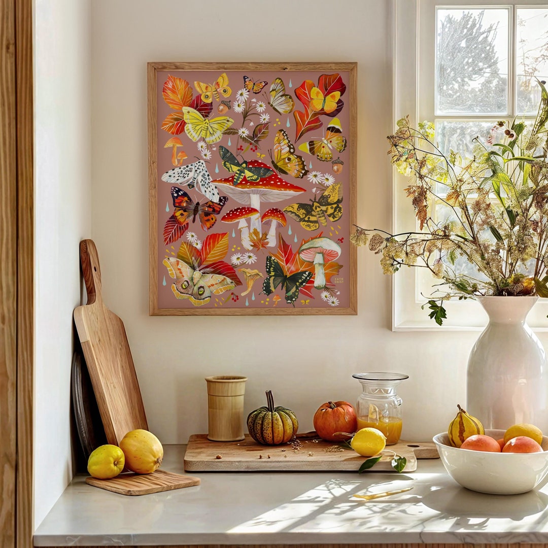 Autumn Flutter Art Print | Fall Wall Art | Watercolor Art | 8x10 ...