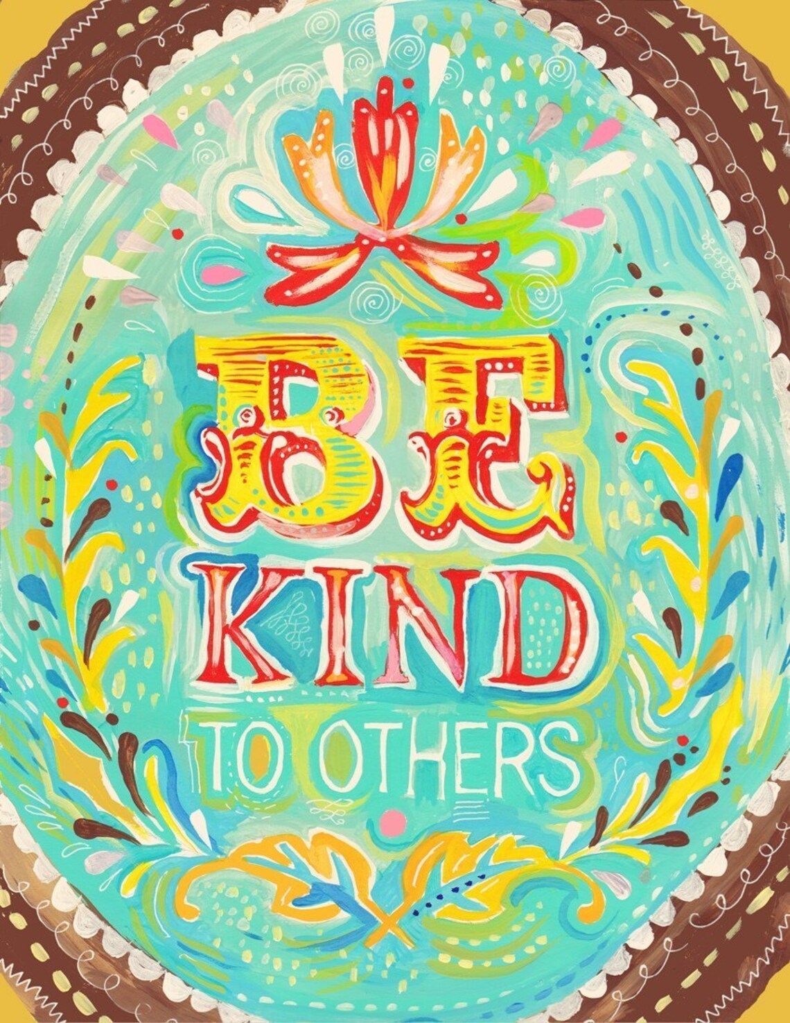 Be Kind Art Print Hand Lettered Quote Inspirational Wall - Etsy
