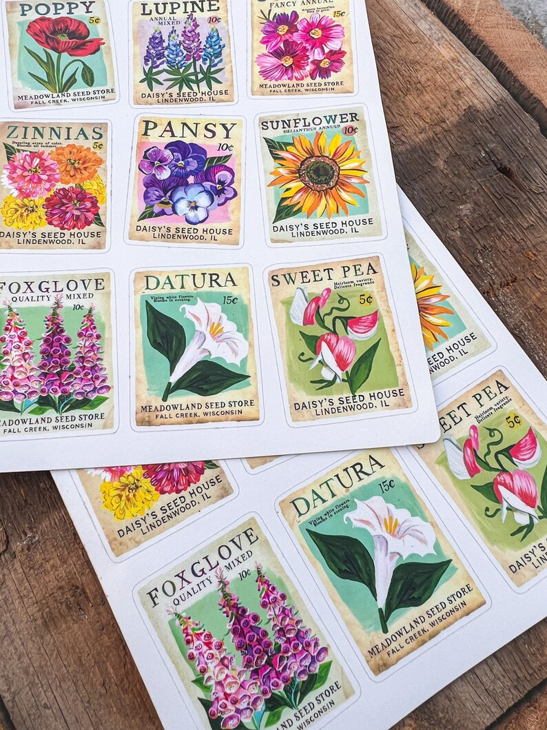 Seed Packet Sticker Sheets - Etsy UK