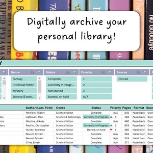 Personal Library Spreadsheet Tracker, Excel Book Organizer, Reading Log ...