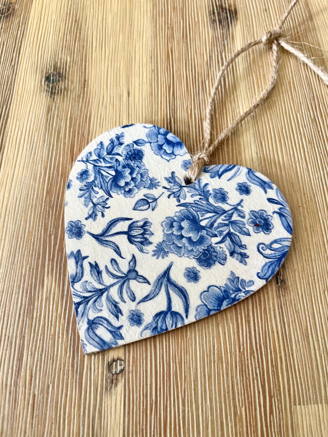 Blue & White Hanging Heart Decoration - Etsy
