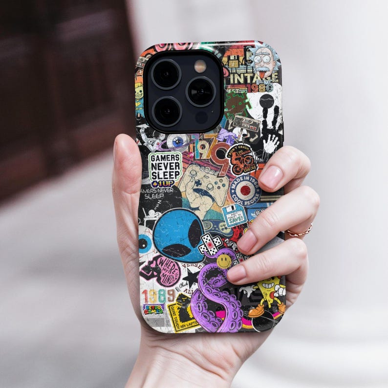 Y2K Sticker Phone Case: Retro Gamer Gift iPhone 17 16 15 141 Smsung ...