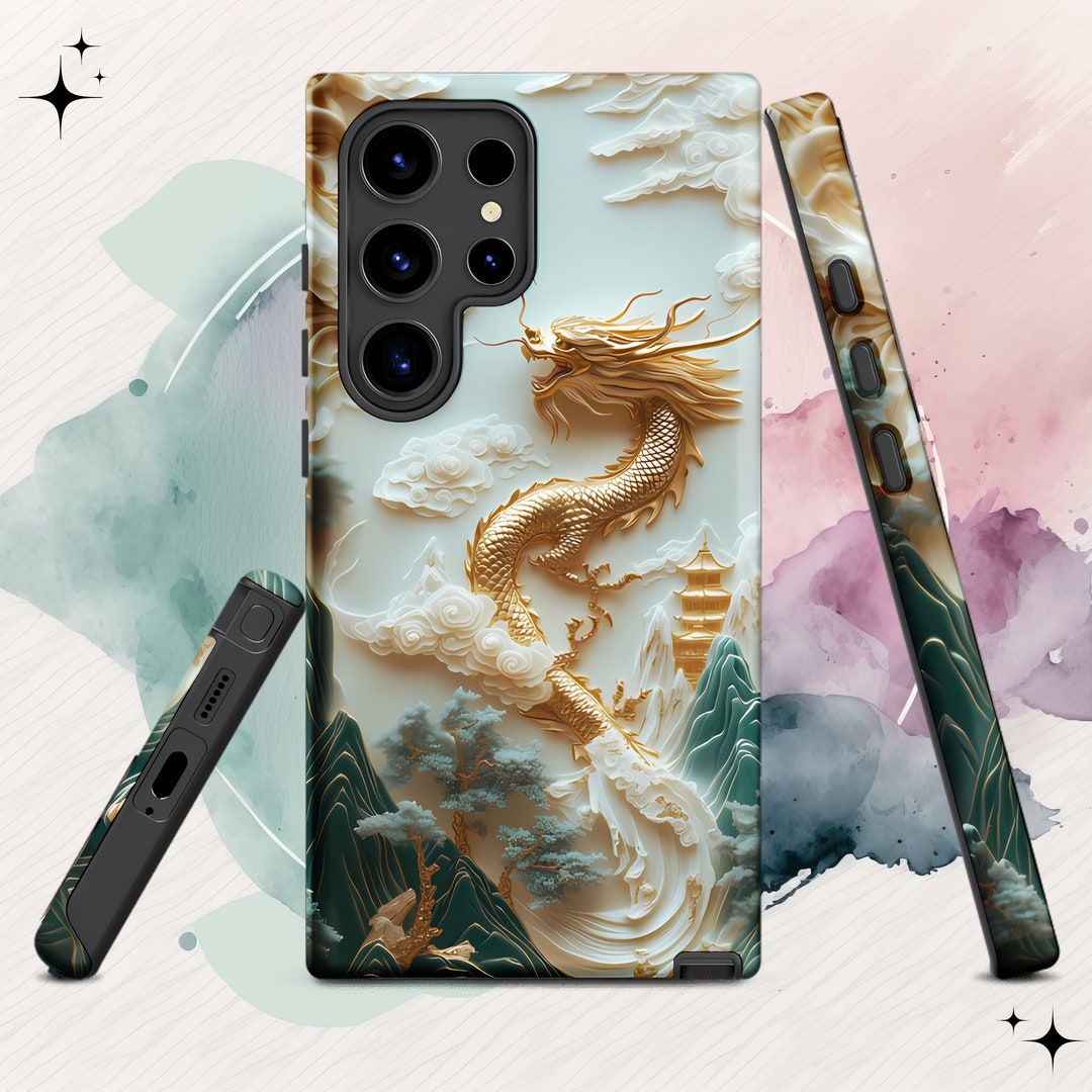 Golden Dragon Phone Case Mythical Jade Waves Design Samsung Phonecasing ...