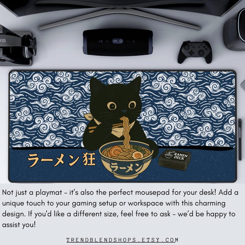 Cat Ramen MTG Playmat Noodle Illustration TCG Playmate Funny Deskmat ...