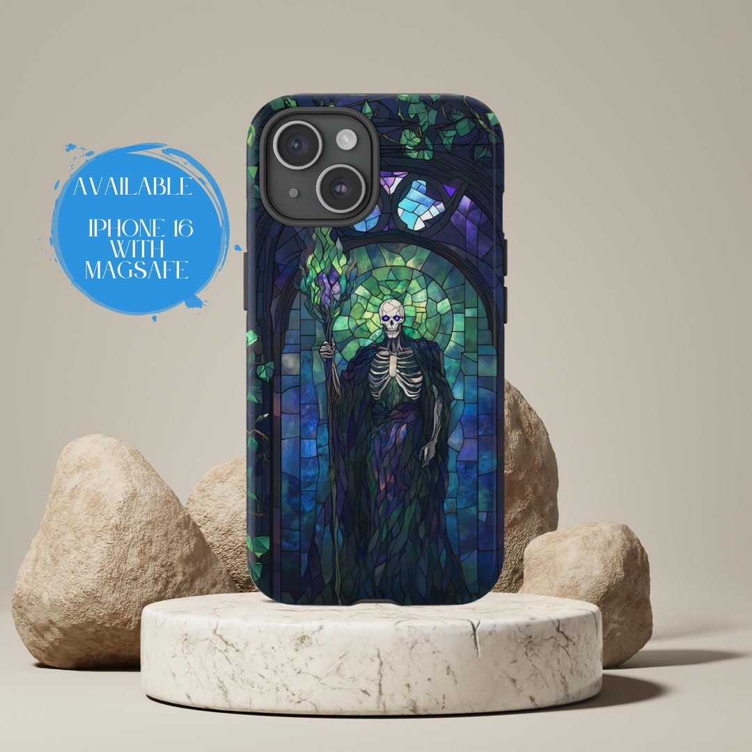 Necrotic Skeleton Goth Phone Case Mosaic Faux Stained Glass, Dark ...