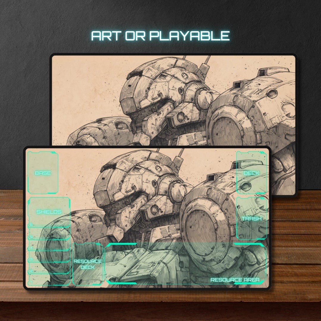 Mecha Blueprint TCG Playmat: Retro Robot Anime Desk Mat - Etsy