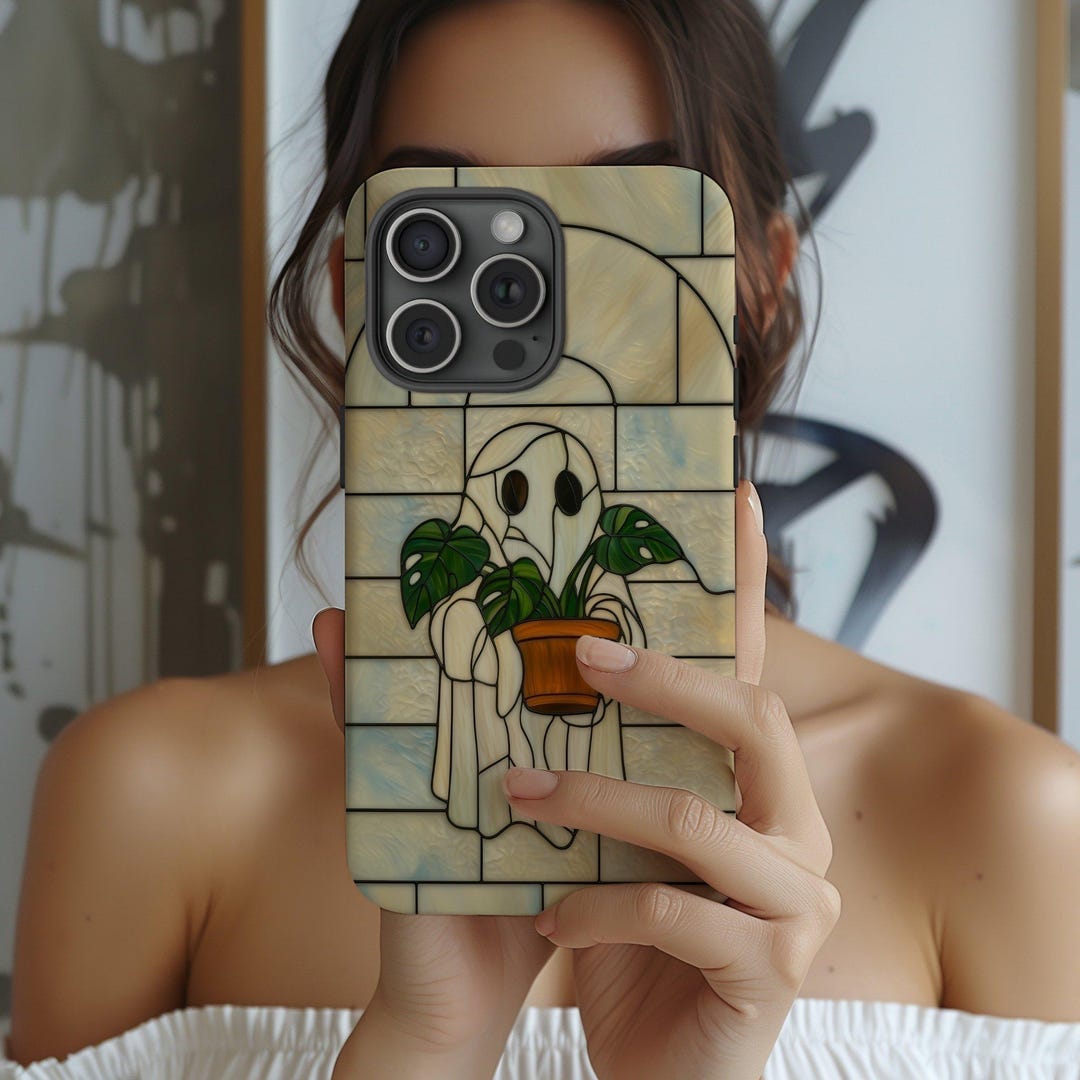 Spooky Ghost Phone Case Faux Stained Glass Halloween Phone Case Cute ...