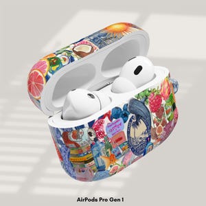 Preppy Summer Collage AirPod Case Retro Fruit Airpods 4 Case, Aesthetic Scrapbook Airpods Case ...