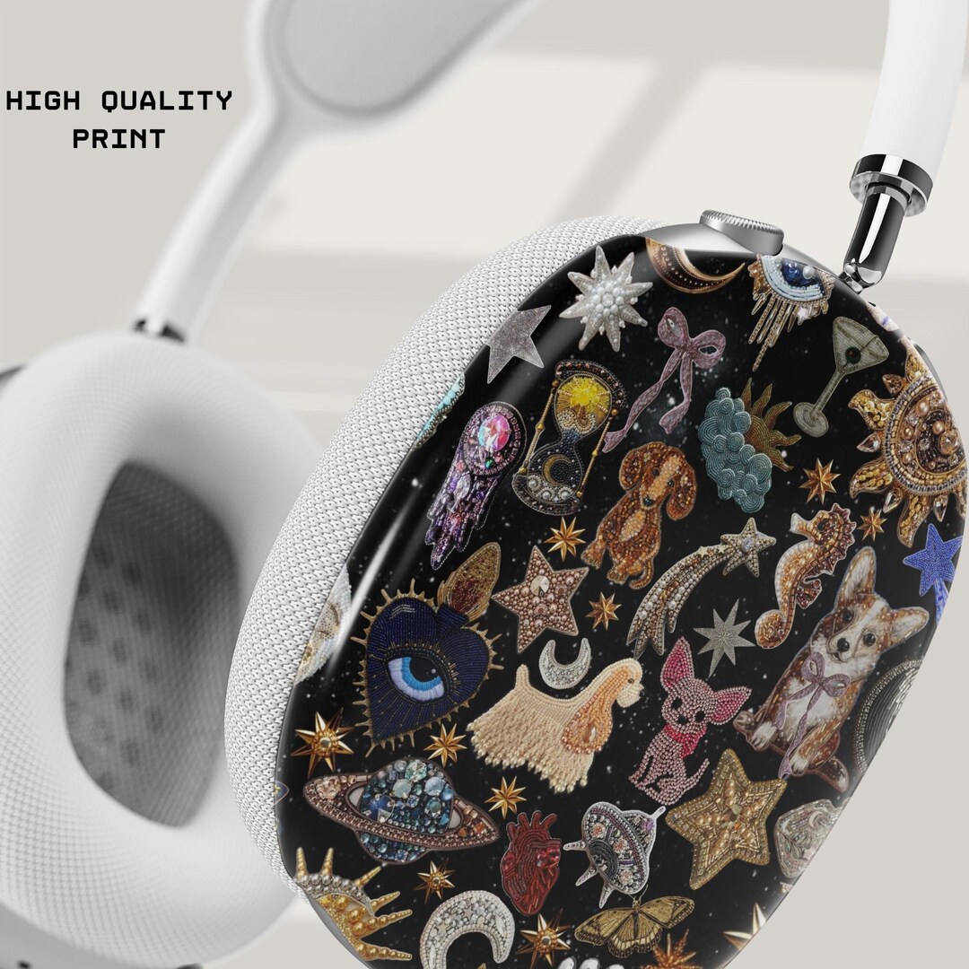 Vintage Charm Dog AirPod Max Cover Collage Celestial Moon & Stars ...