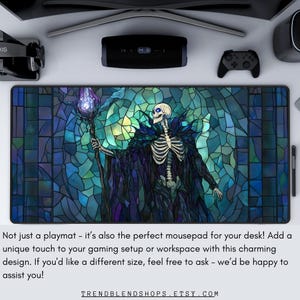 Necrotic Skeleton MTG Playmat | Faux Stained Glass TCG Playmate, Gothic ...